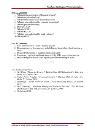 Merchant banking and financial services unit i notes for mba | DOC