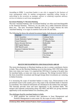 Merchant banking and financial services unit i notes for mba | DOC