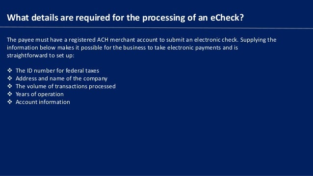 What is Electronic Check Payment | PPT