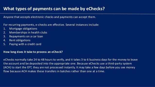 What is Electronic Check Payment | PPT
