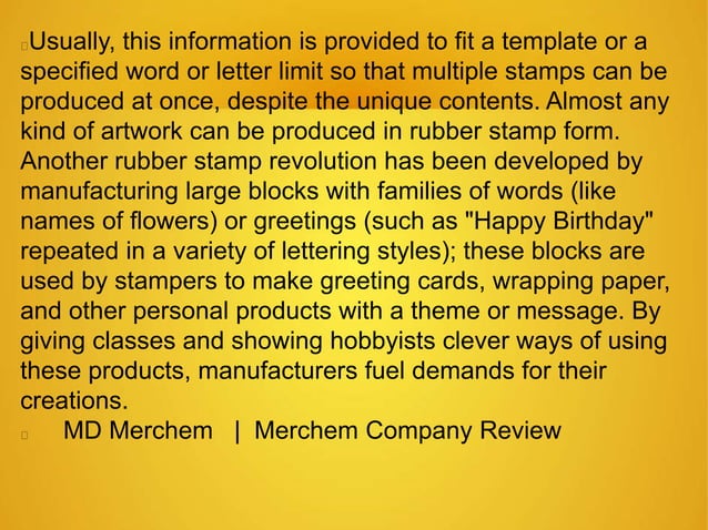 Merchem MD Manufacturing of Rubber Stamp | PPTX