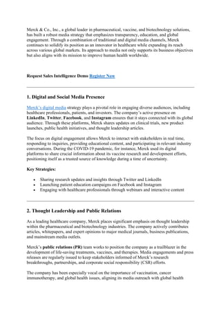 Merck in the Media: Company News & Medical Advancements | PDF