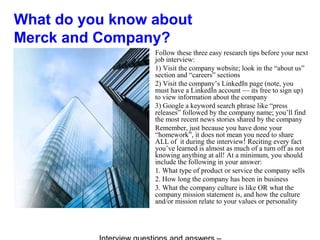 Merck and company interview questions and answers | PPT