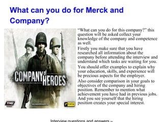 Merck and company interview questions and answers | PPT