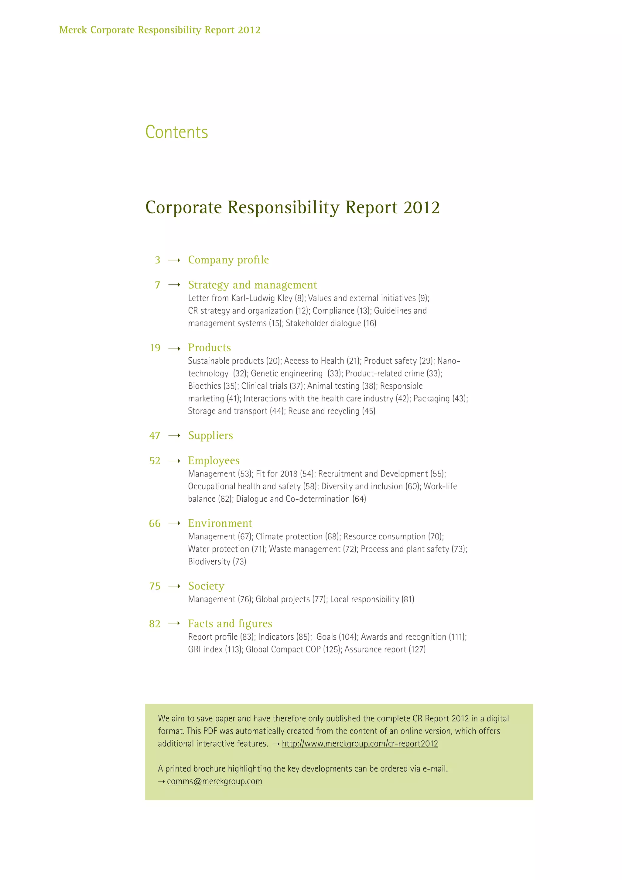 Merck corporate social responsibility - Merck CSR report 2012 | PDF