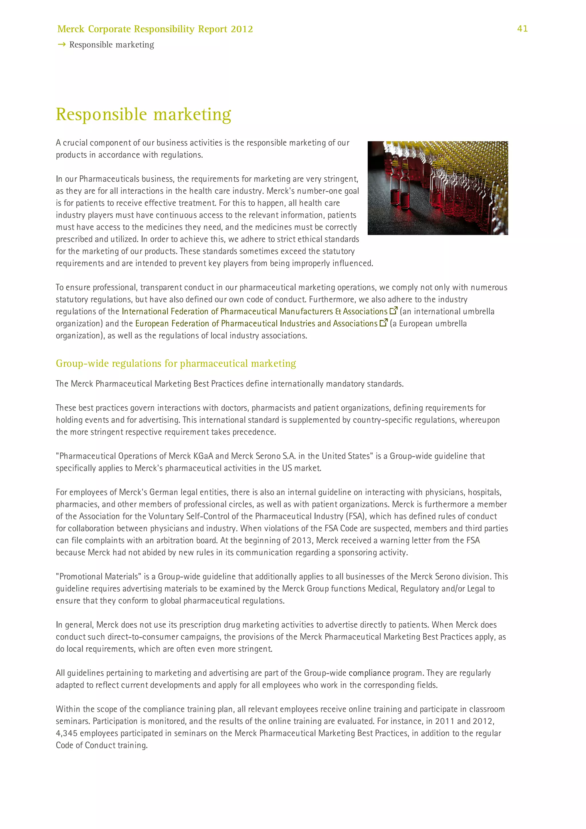 Merck corporate social responsibility - Merck CSR report 2012 | PDF