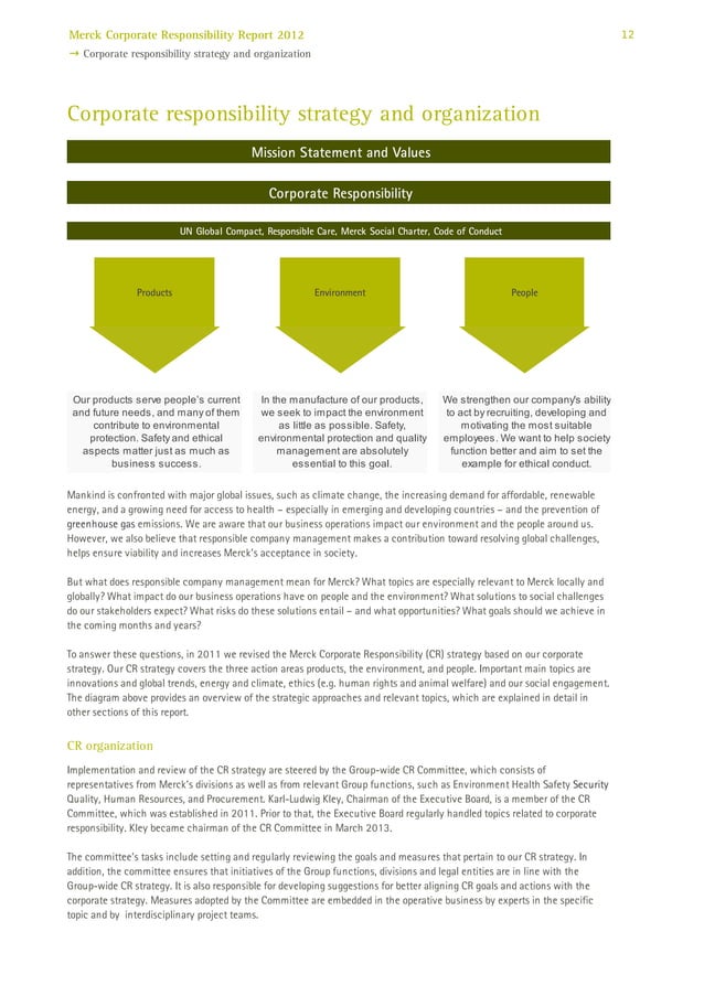 Merck corporate social responsibility - Merck CSR report 2012 | PDF