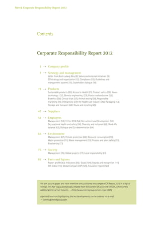 Merck corporate social responsibility - Merck CSR report 2012 | PDF