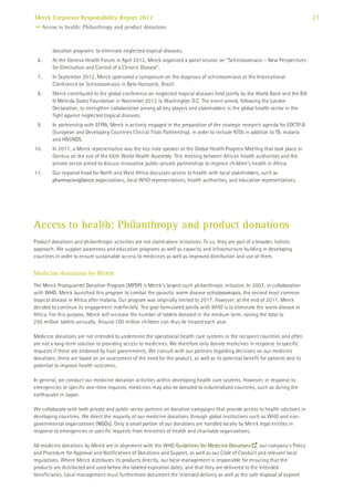 Merck corporate social responsibility - Merck CSR report 2012 | PDF
