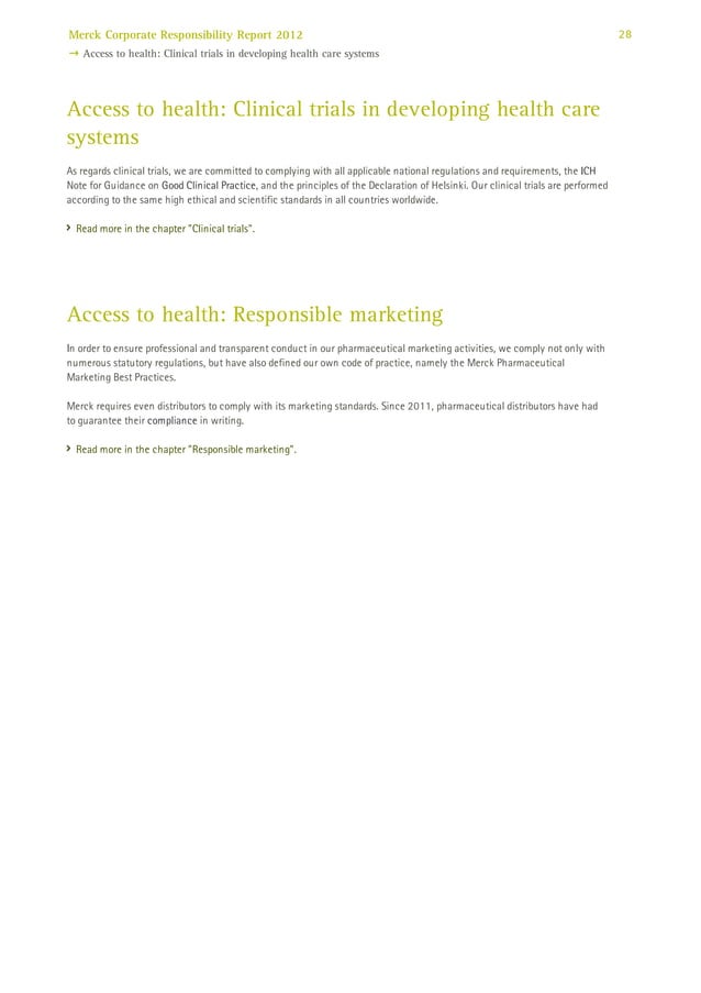 Merck corporate social responsibility - Merck CSR report 2012 | PDF