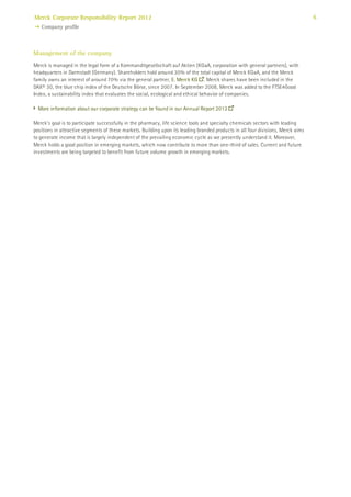 Merck corporate social responsibility - Merck CSR report 2012 | PDF
