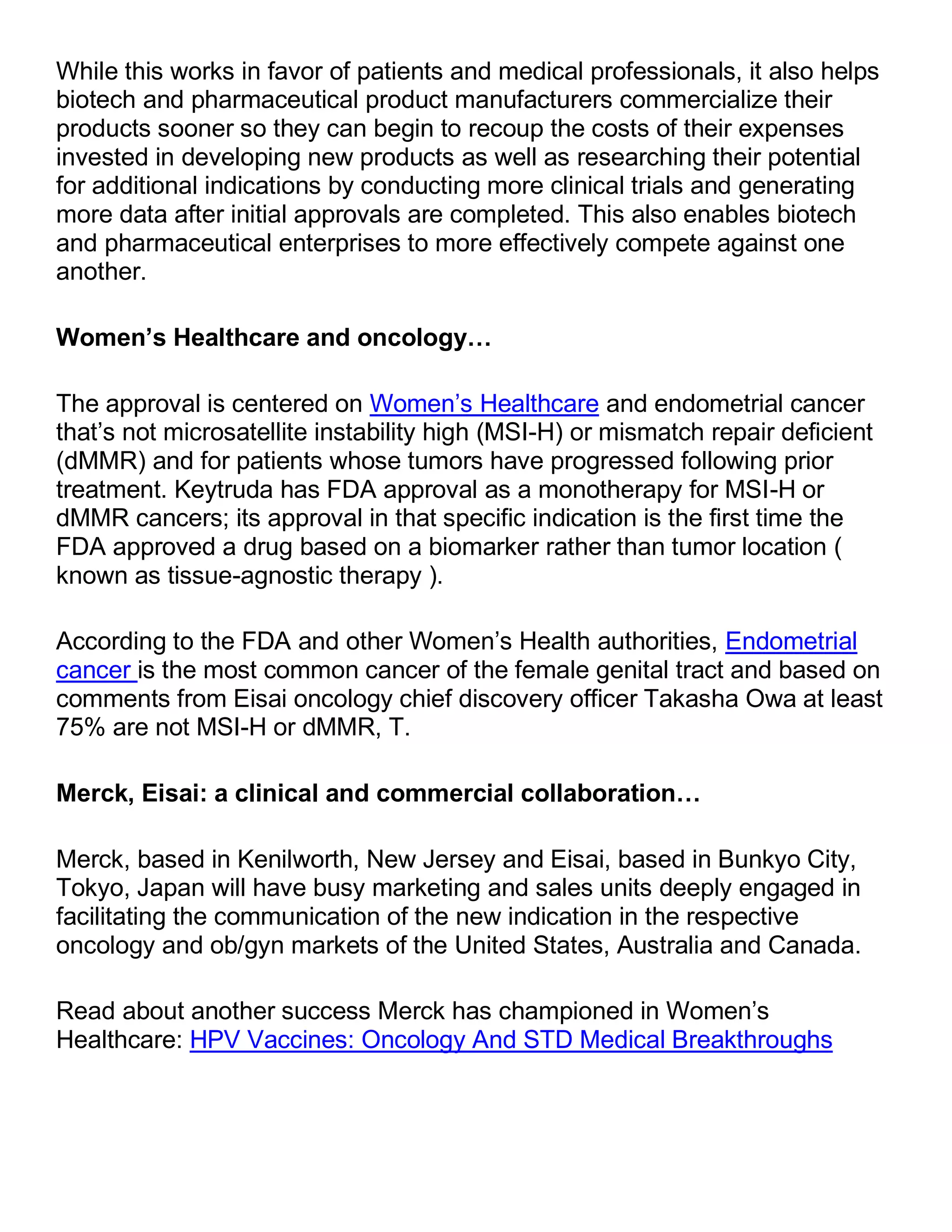 Merck Keytruda and Eisai Lenvima Achieve Triple Approval In Oncology ...