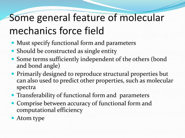 Merck molecular force field ppt | PPTX | Chemistry | Science