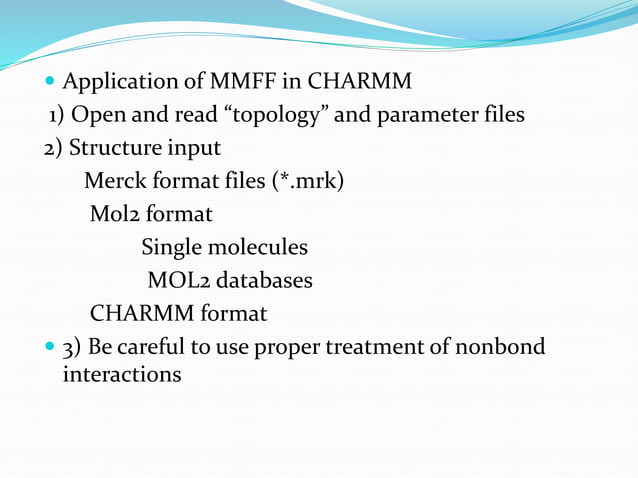 Merck molecular force field ppt | PPTX | Chemistry | Science