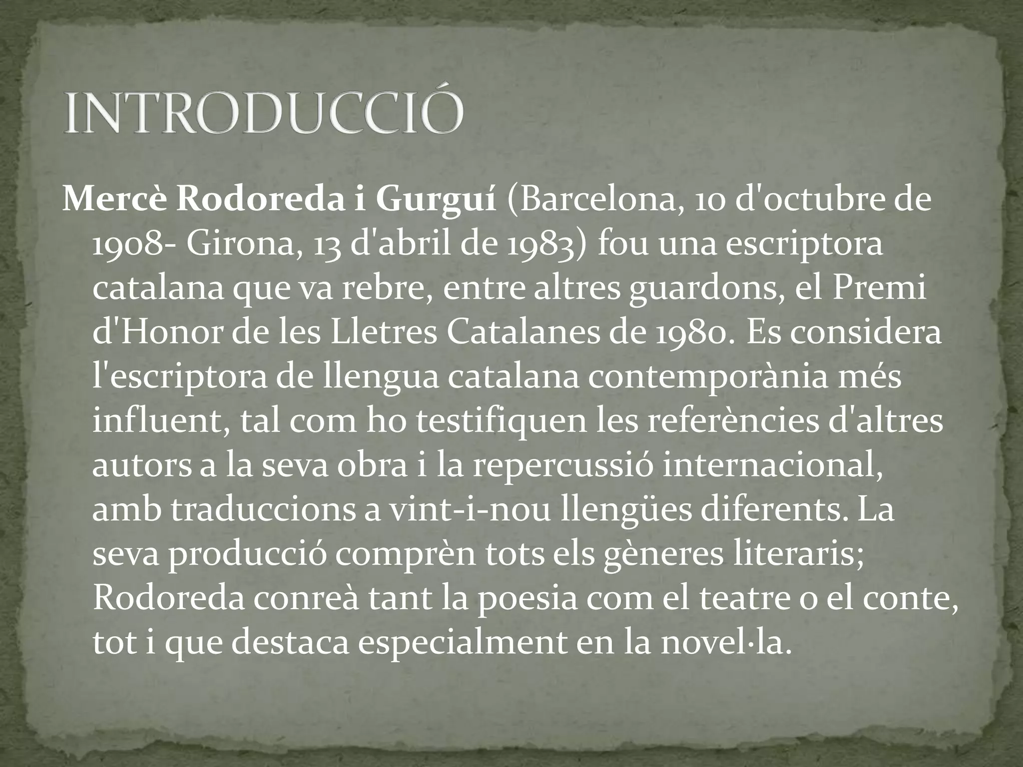 Mercè rodoreda | PPTX