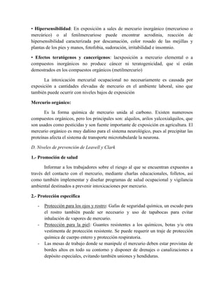 Mercurio como riesgo laboral | PDF