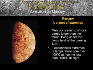 Description Of The Planet Mercury