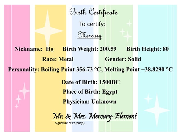 Mercury Element Baby Book by Julia J. | PPTX | Chemistry | Science