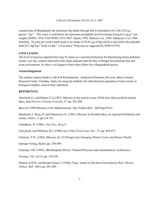 Mercury concentration in some species of fresh water fish of bangladesh ...