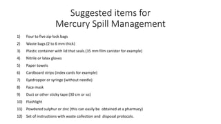 Mercury spillage in health care settings | PPTX