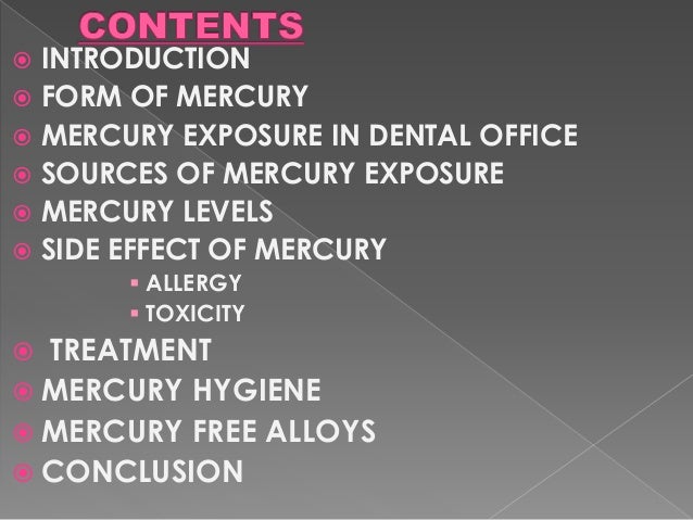 Mercury toxicity & hygiene