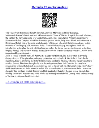 Mercutio Character Analysis | PDF