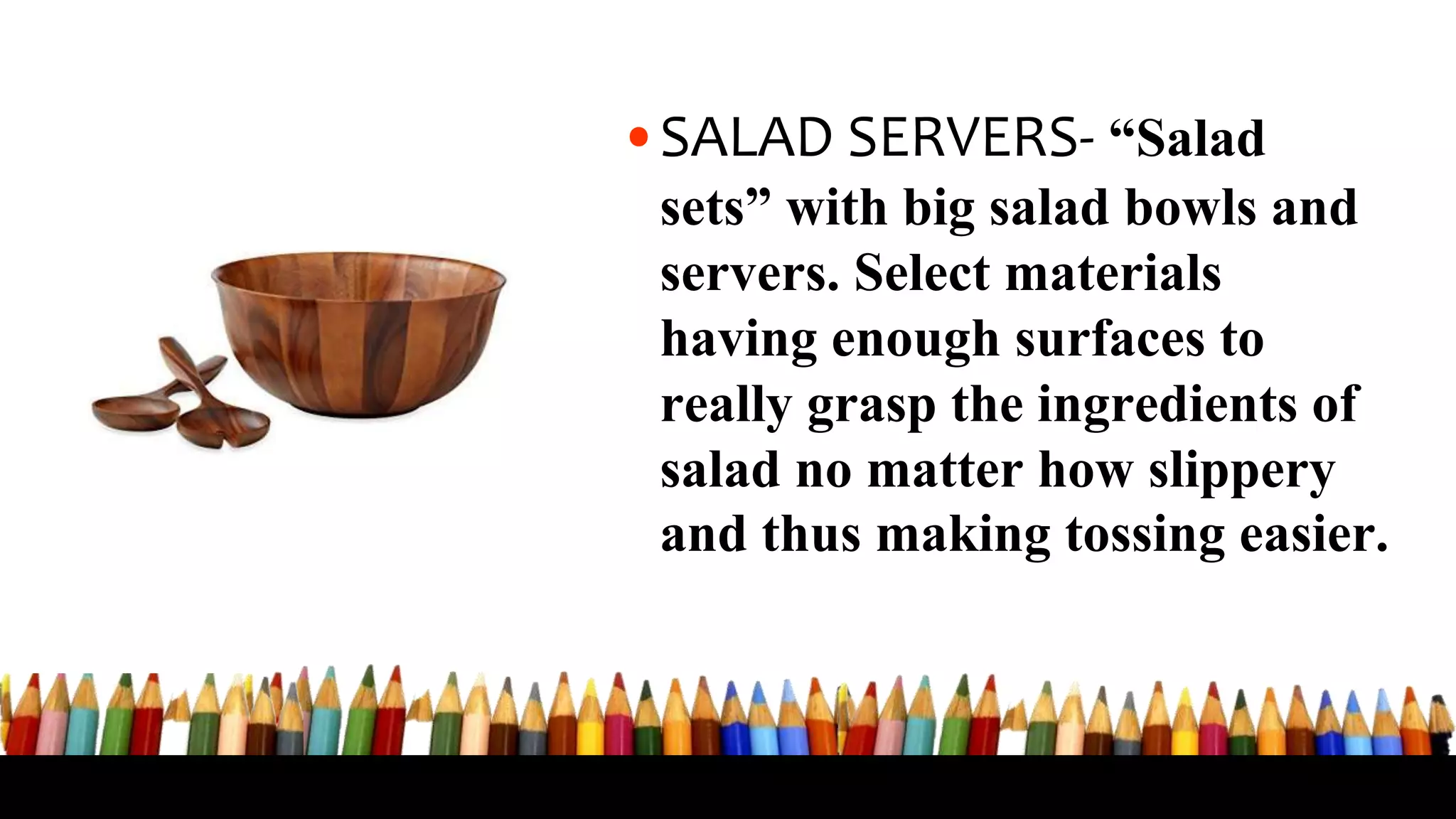 tools and equipment used in preparing salads | PPTX