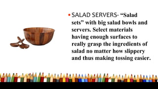 tools and equipment used in preparing salads | PPTX