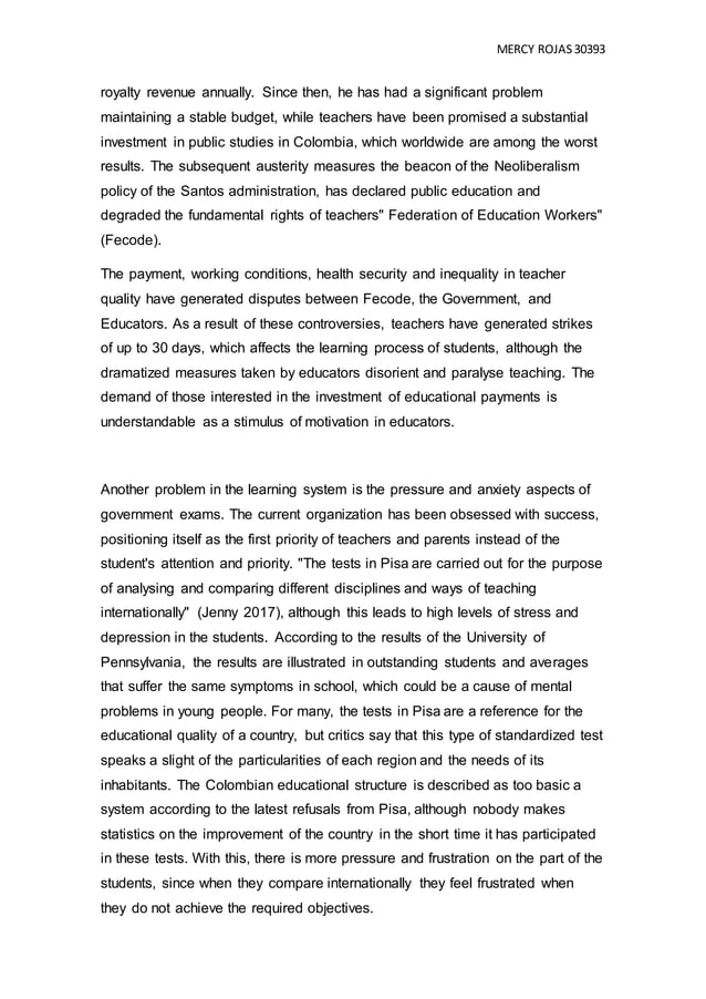 THE SYSTEM OF EDUCATION IN COLOMBIA | DOCX | Educational Assessment ...