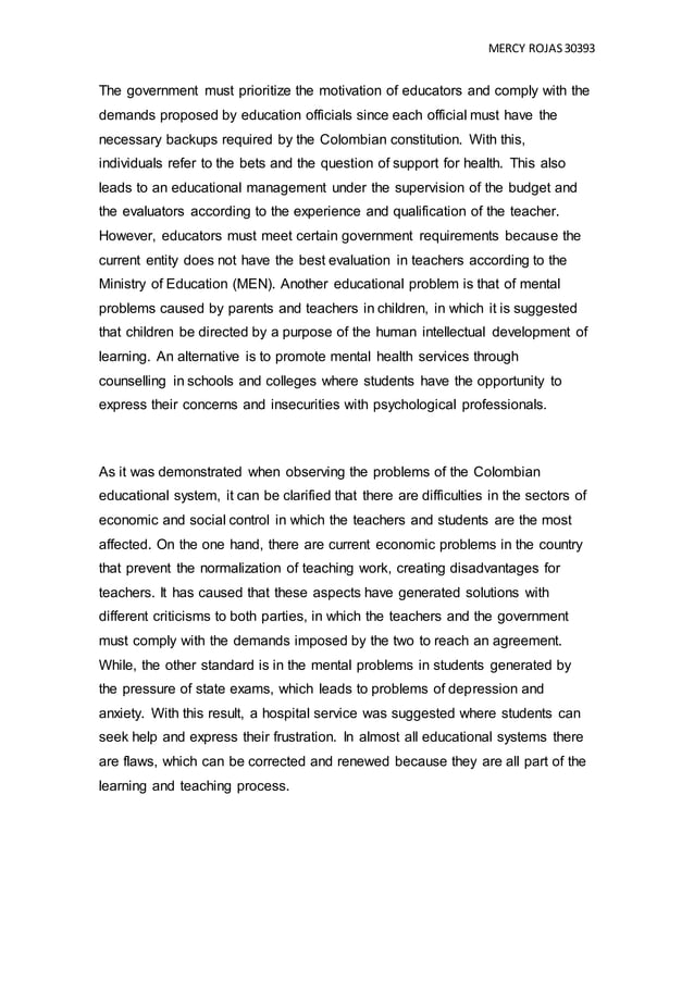 THE SYSTEM OF EDUCATION IN COLOMBIA | DOCX | Educational Assessment ...