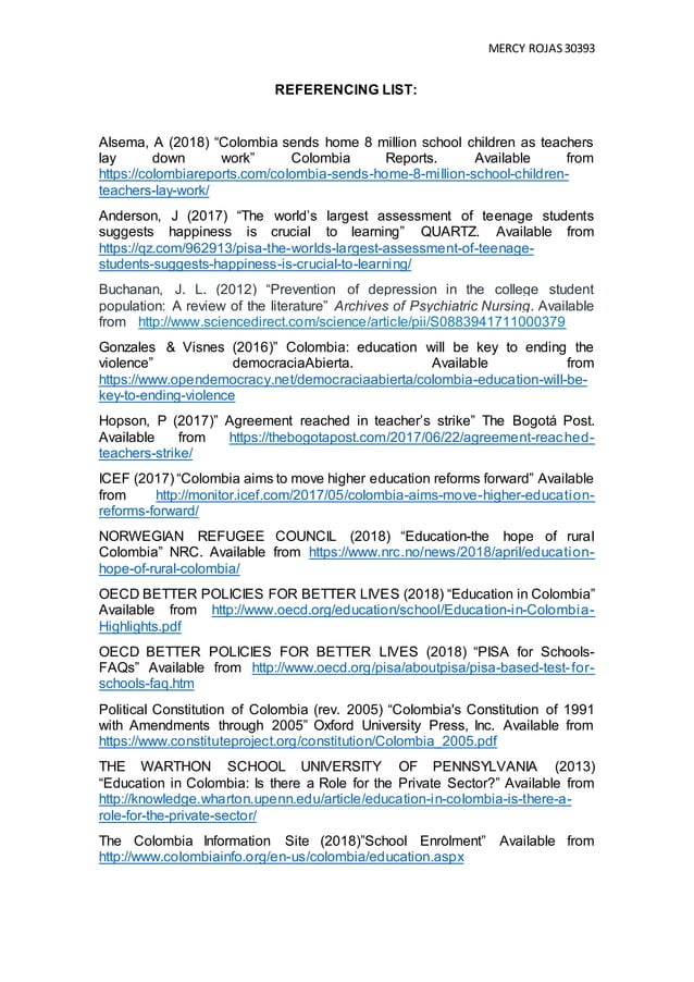 THE SYSTEM OF EDUCATION IN COLOMBIA | DOCX | Educational Assessment ...