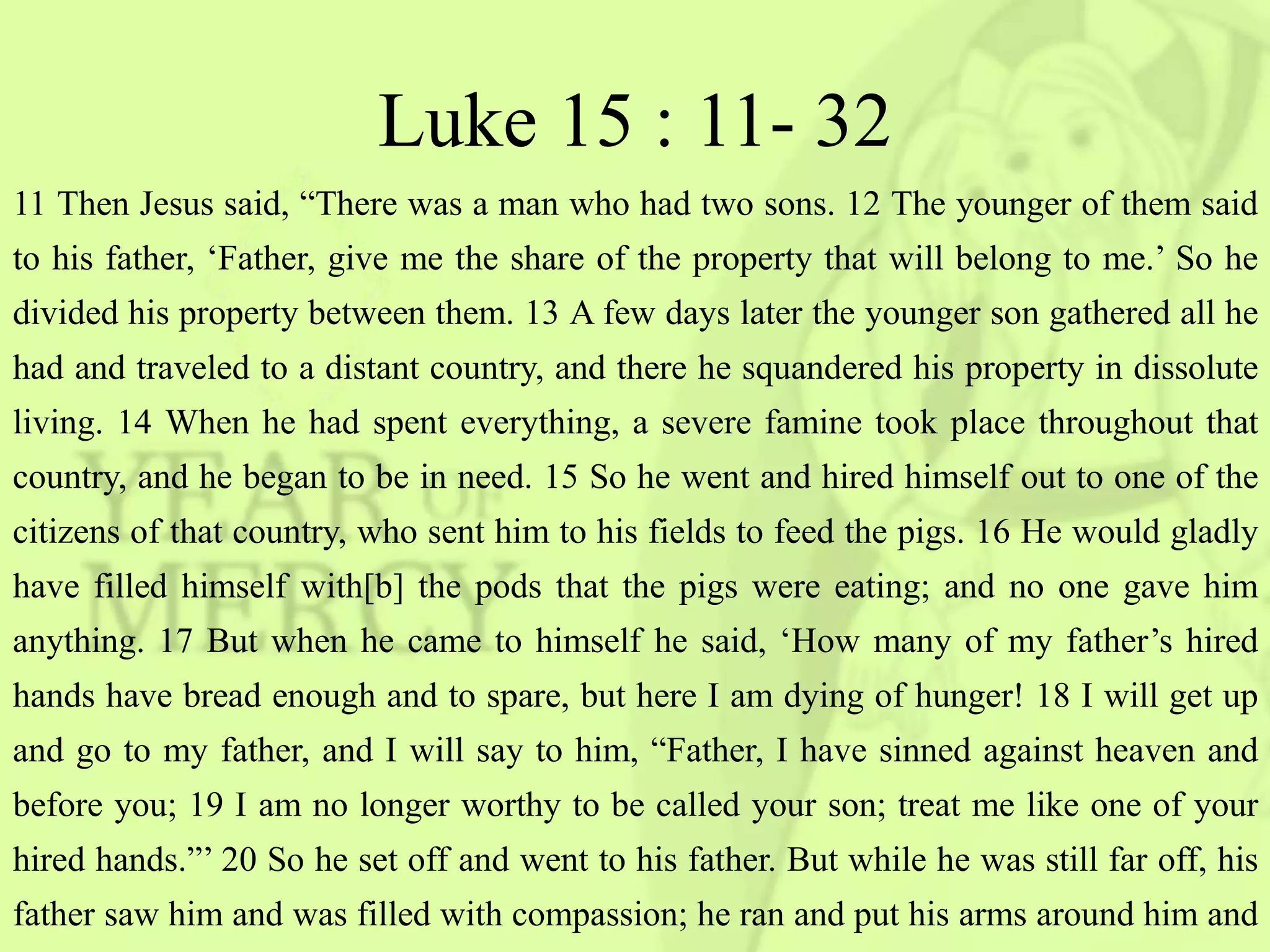 Mercy with the example of prodigal son | PPTX