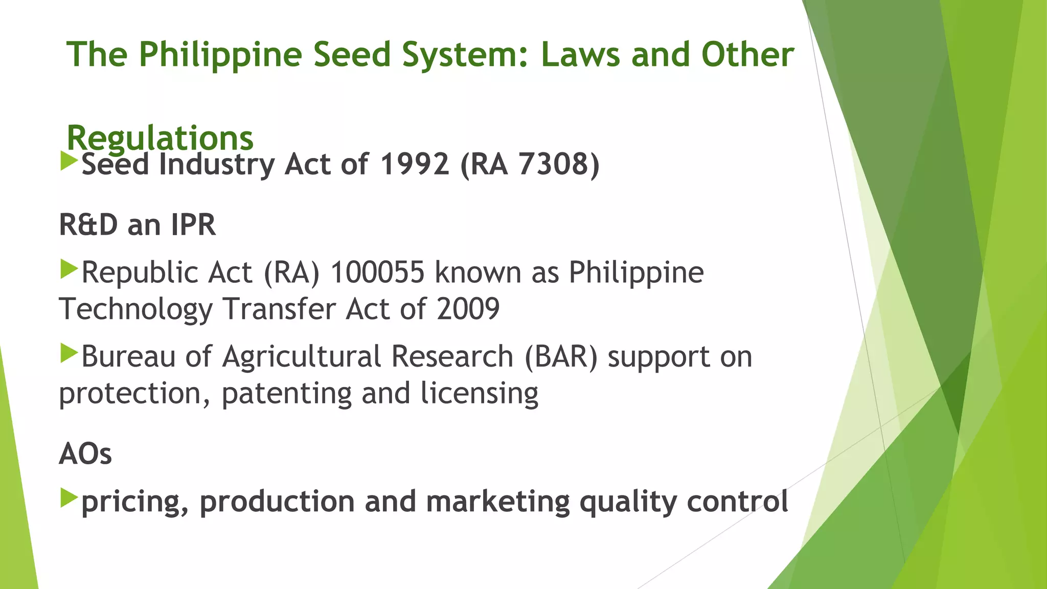 The seed sector in the Philippines - Mercy Sombilla | PPT