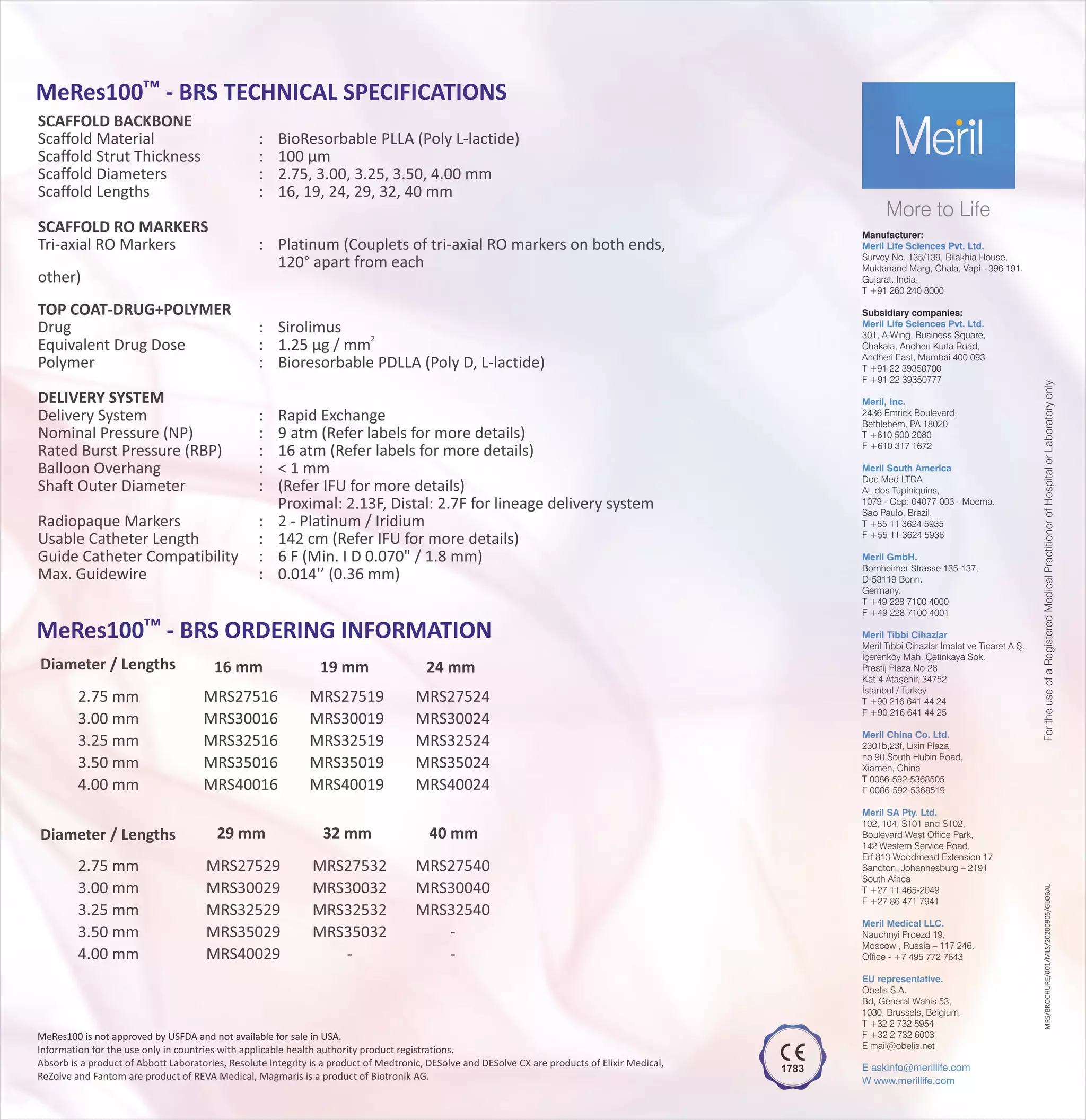 MeRes100 Bioresorbable Scaffolds Brochure | PDF