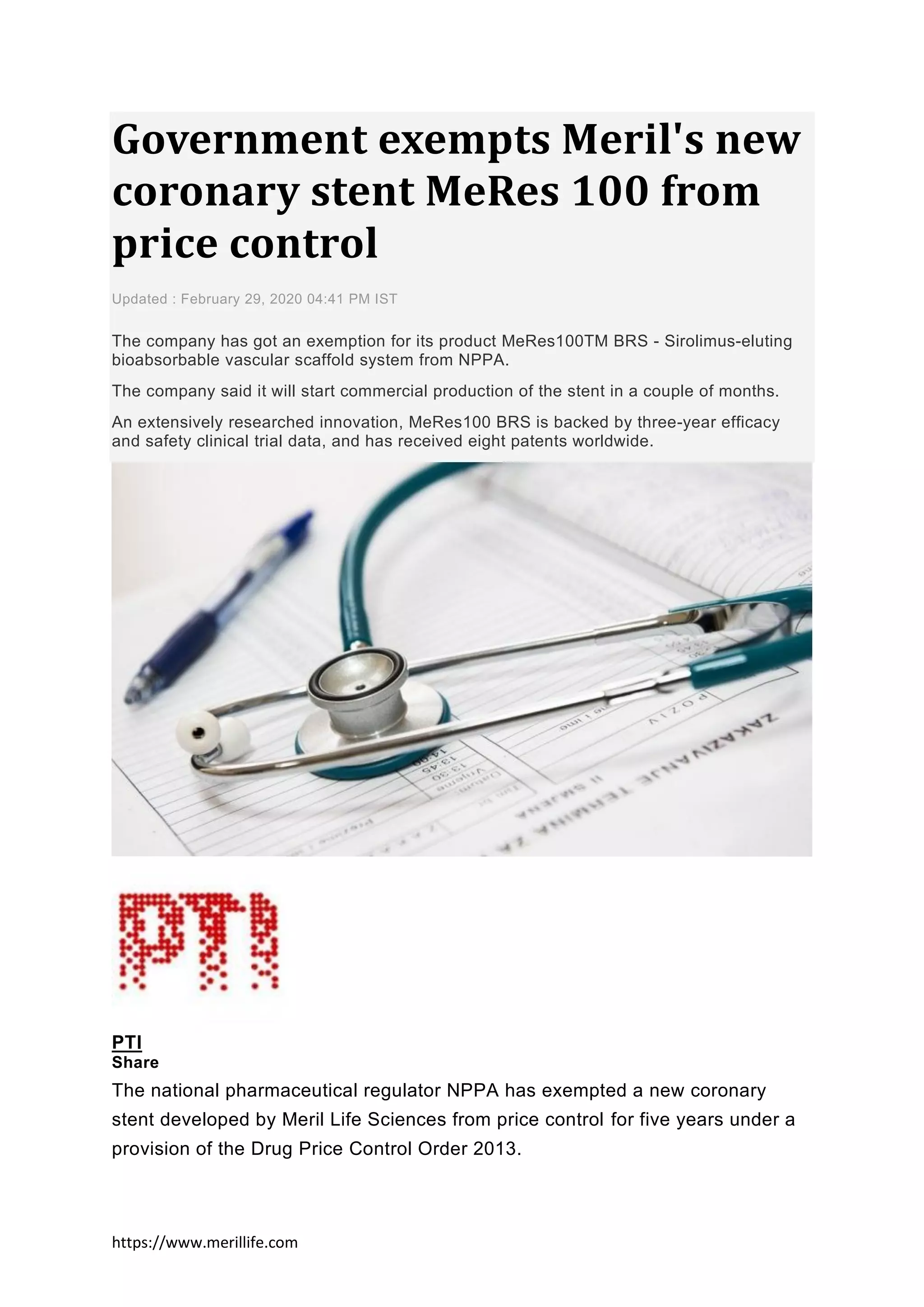 MeRes100 Bioresorbable Vascular Scaffold | PDF