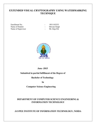 Extended Visual Cryptography Using Watermarking | PDF