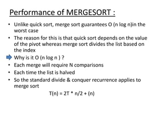 Merge sort-algorithm for computer science engineering students | PPTX