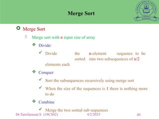 MERGE and Quick Sort algorithm explain ppt | PPTX