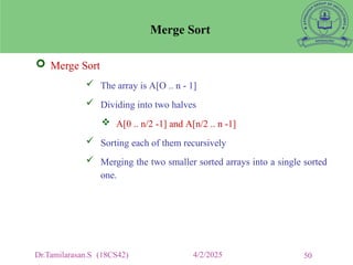 MERGE and Quick Sort algorithm explain ppt | PPTX