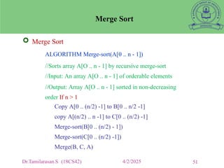MERGE and Quick Sort algorithm explain ppt | PPTX