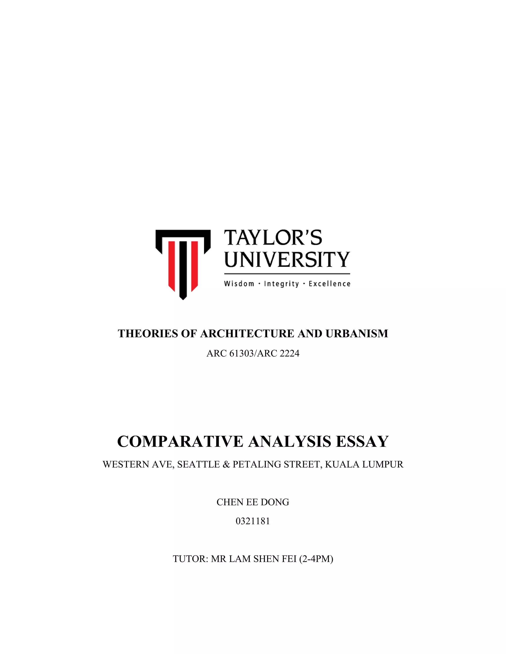 TAU: Comparative Analysis Essay | PDF