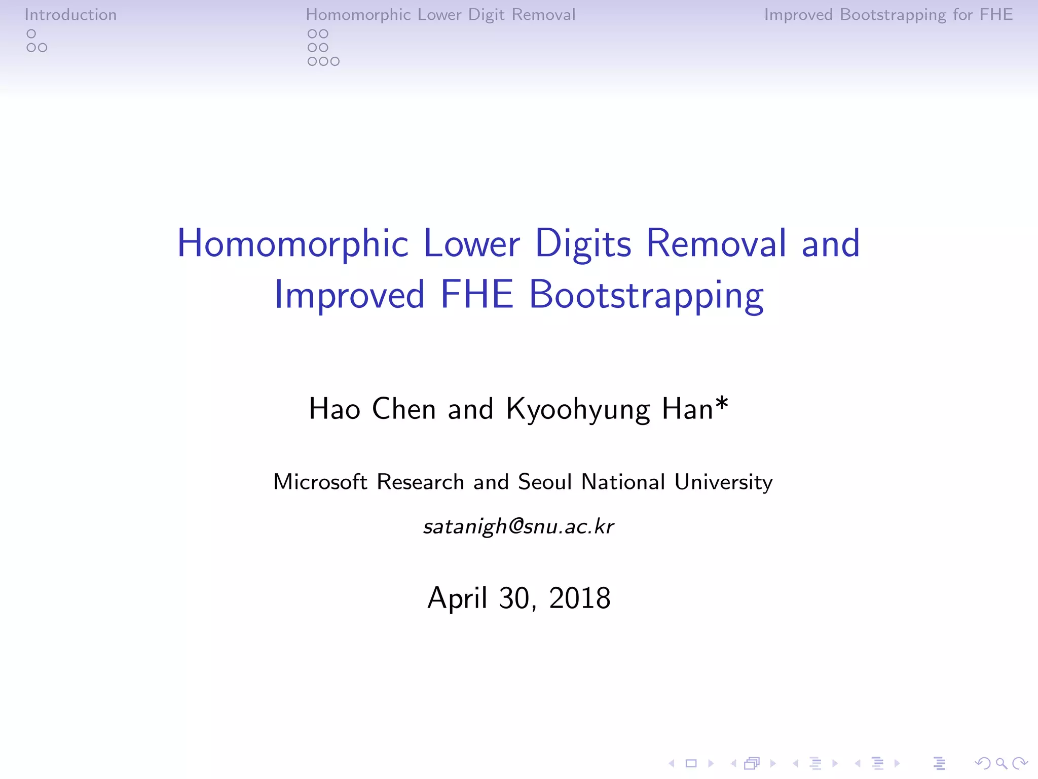 Homomorphic Lower Digit Removal and Improved FHE Bootstrapping by ...