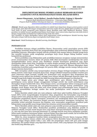 Implementasi Model Pembelajaran Berbasis Blended Learning Untuk Meningkatkan Hasil Belajar Siswa ...