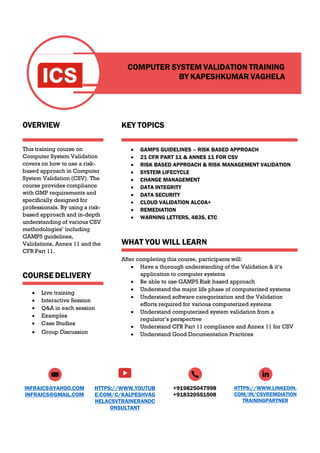 Mastering CSV and Compliance for Automated System | PDF