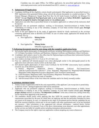 South Eastern Coalfields Limited : Recruitment of Mining Sirdar | PDF