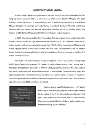 DOCUMENTATION OF STADIUM NEGARA | PDF