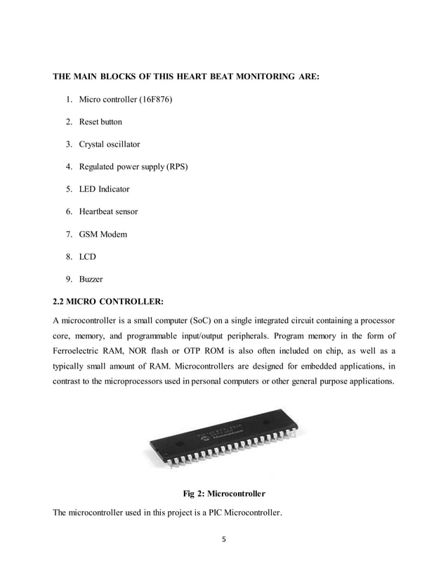 REAL TIME HEART BEAT MONITORING SYSTEM USING PIC16F876 MICROCONTROLLER | PDF | Heart and ...
