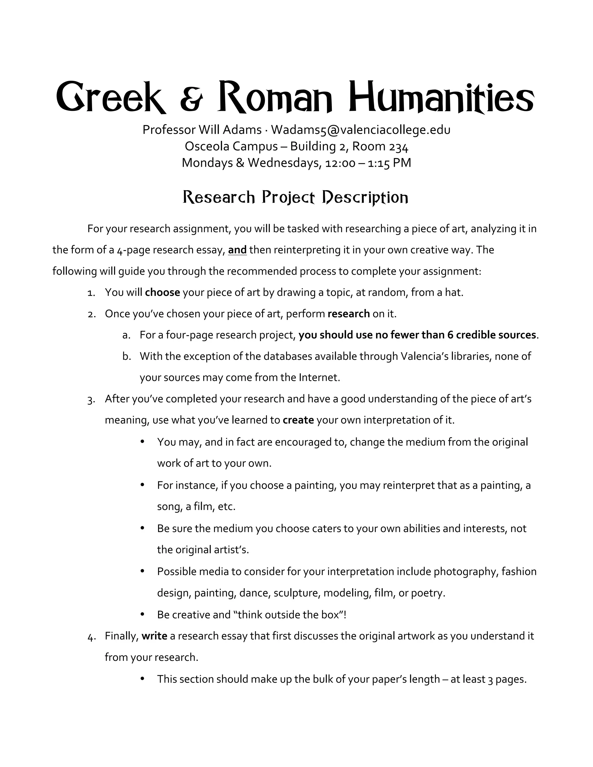 HUM2220 FA2016 Research Project Packet | PDF | Homework and Study ...