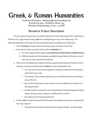 HUM2220 FA2016 Research Project Packet | PDF | Homework and Study ...