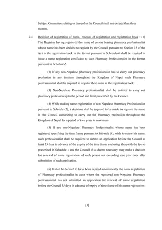 NEPAL PHARMACY COUNCIL REGULATION, 2059 (2002) | PDF